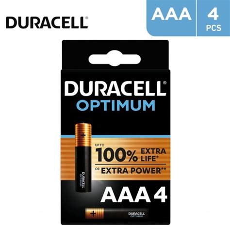 Buy Duracell Optimum AAA Alkaline Batteries 4 Pieces | توصيل Taw9eel.com