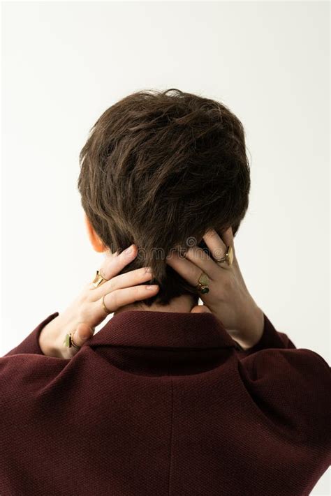 Back View Of Brunette Short Haired Stock Image Image Of Stylish