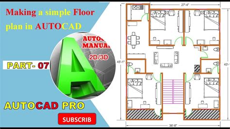 Making A Simple Floor Plan In Autocad Part 07 Set Dimention Youtube