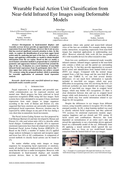 Pdf Wearable Facial Action Unit Classification From Near Field