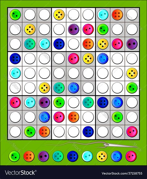 Logic Sudoku Puzzle Game With Funny Buttons Image Vector Image