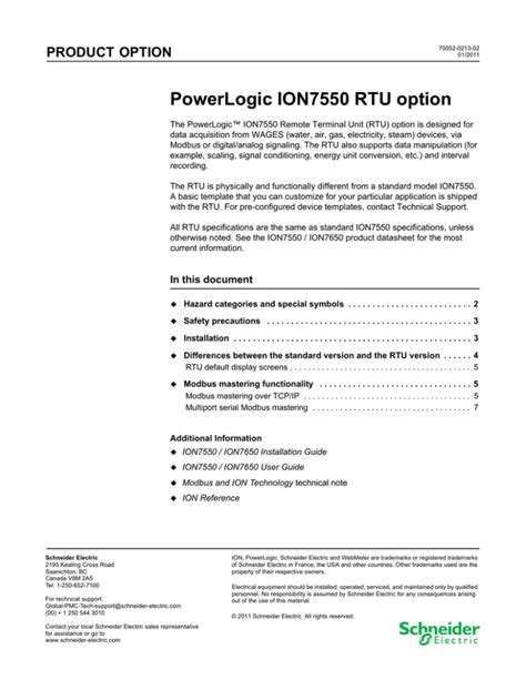 Powerlogic Ion7550 Rtu Option