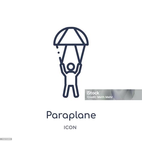 엔터테인먼트 및 아케이드 아웃 라인 컬렉션에서 선형 반 비행기 아이콘입니다 흰색 배경에 고립 된 얇은 선 파라 플레인 벡터 반 비행기 유행 그림 0명에 대한 스톡 벡터 아트