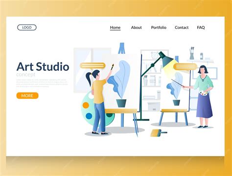 Premium Vector | Art studio vector website landing page design template