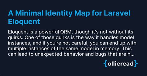 A Minimal Identity Map For Laravel Eloquent Ollieread Php And Laravel Expert