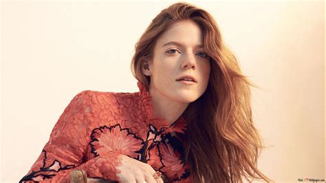 Lovely Rose Leslie In Red Floral Dress K Wallpaper Download