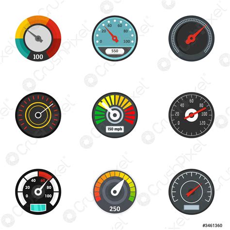 Dashboard Icon Set Flat Style Stock Vector 3461360 Crushpixel