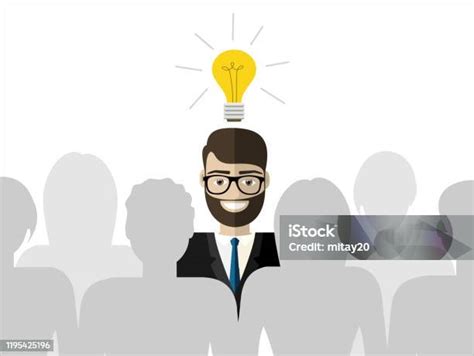 전구 전조 큰 아이디어 개념 창조적 인 사고 창조적 인 아이디어 특별한 사람 개념 플랫 디자인 벡터 일러스트레이션 개념에 대한 스톡 벡터 아트 및 기타 이미지 Istock