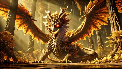 Golden Majesty The Leaf Dragon By Brucalord On Deviantart