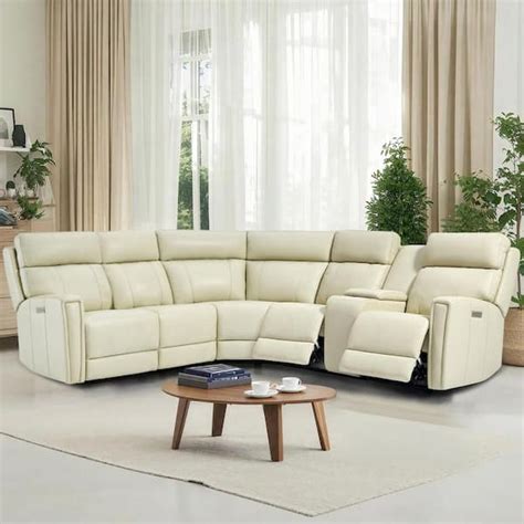 Ellesophas Rhett 104 In Genuine Leather Power Recliner Sectional Sofa