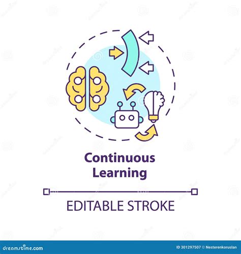 Thin Line Simple Colorful Continuous Learning Icon Concept Stock Vector