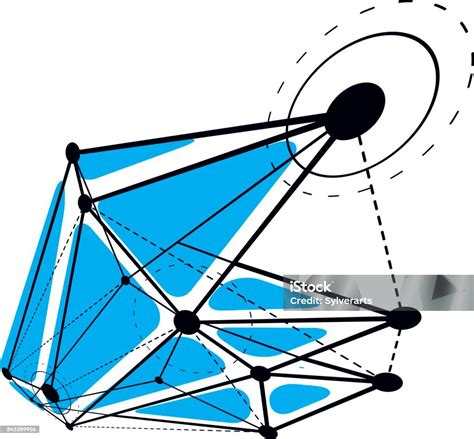 추상적인 기하학적 3d 와이어 프레임 개체 디지털 기술 벡터 일러스트 레이 션 0명에 대한 스톡 벡터 아트 및 기타 이미지