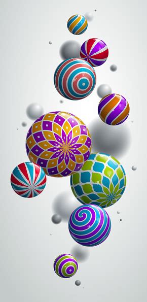 추상구 벡터 배경 패턴 스마트 폰 벽지로 장식 된 비행 공의 구성 3d 혼합 현실적인 글로브 필드 효과의 깊이 3차원 형태에 대한 스톡 벡터 아트 및 기타 이미지 Istock