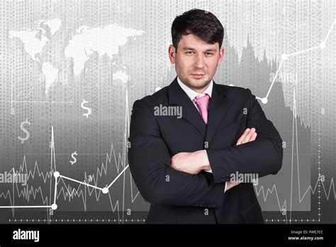 Woman On The Traiding Graph Background Stock Photo Alamy
