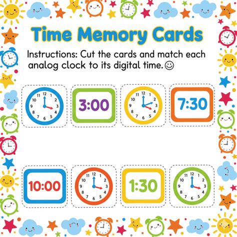 Time Memory Cards Worksheet Download And Print Now