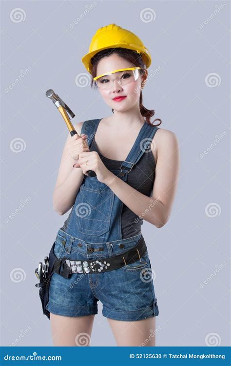 Sexy Vrouwelijke Bouwvakker Stock Foto Image Of Mooi Bouw