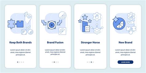 Brand Consolidation Light Blue Onboarding Mobile App Screen Walkthrough 4 Steps Editable