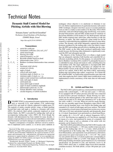 pdf dynamic stall control model for pitching airfoils with slot blowing