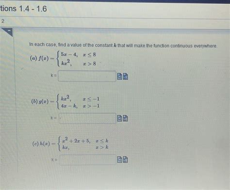 Solved In Each Case Find A Value Of The Constant K That