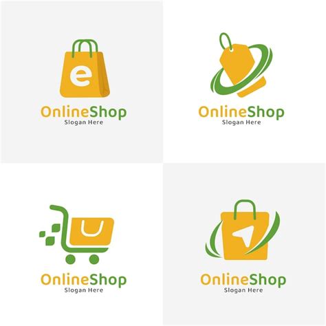 평면 디자인 온라인 상점 로고 컬렉션 무료 벡터