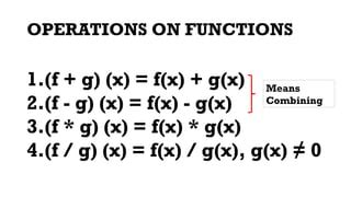 OPERATIONS ON FUNCTIONS ADDITION SUBTRACTION MULTIPLICATION AND DIVISION Pptx