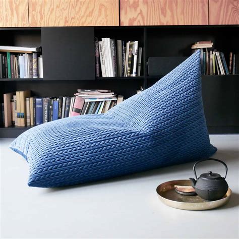 Chunky Knit Giant Pouf Bean Bag Linen Color Panapufa
