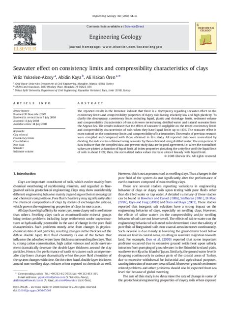Pdf Seawater Effect On Consistency Limits And Compressibility
