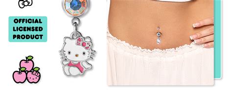 Hello Kitty Belly Button Ring 14g Stainless Steel Kawaii Belly Button Piercing