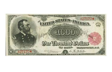 1890 Grand Watermelon Bill 1 000 Treasury Note 1890 Currency Sheet