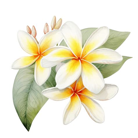 Frangipani Flower Watercolor Style White Flower Watercolor Png
