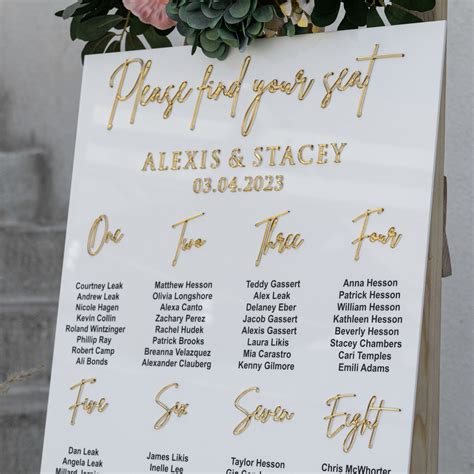 White Acrylic Seating Chart Wedding Seating Chart Wedding Seating