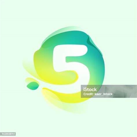 녹색 잎으로 에코 그라디언트 스플래시 블롯의 다섯 번째 로고 부정적인 공간 환경 친화적 인 아이콘 5에 대한 스톡 벡터 아트 및 기타 이미지 Istock