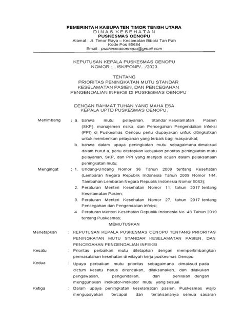 Sk Prioritas Mutu Skp Dan Ppi Pdf