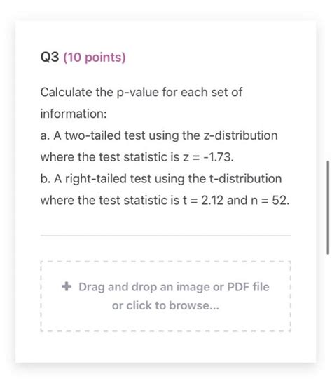 Solved Q3 10 Points Calculate The P Value For Each Set Of