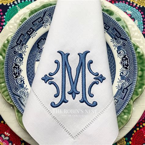 Custom Embroidered Linen Dinner Napkins Linencotton Blend Etsy