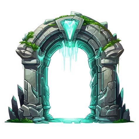 Premium Vector A Drawing Of An Arch With A Green Mossy Stone Arch