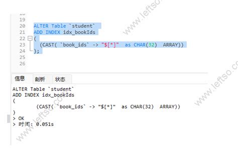MySQL JSON单字段和多字段集合索引创建和使用 左搜