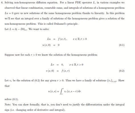 Solved 6 Solving Non Homogeneous Diffusion Equation For A