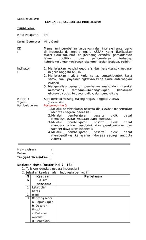 Lkpd Ips Kls8 Sem1 Ke 2 Kamis 30 Juli 2020 Lembar Kerja Peserta