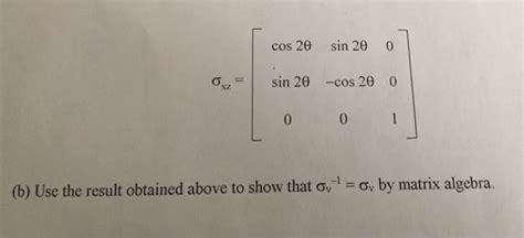 Solved A The General Matrix Representation Of A Reflection