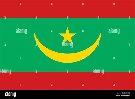 Mauritania Flag In Official Colors Dimensions And Aspect Ratio Vector