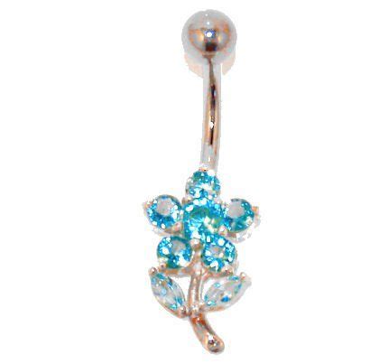 Steel Rose Belly Button Jewelry