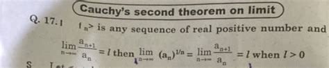 cauchy s second theorem on limitq 17 1tn is any sequence of real pos