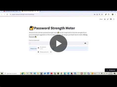 Python Streamlit Passwordstrengthmeter Pythonprojects
