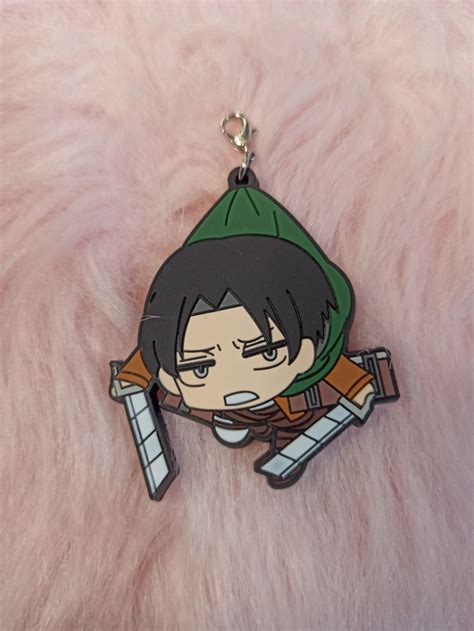Attack On Titan Aot Rivaille Levi Ackerman Rubber Strap Keychain