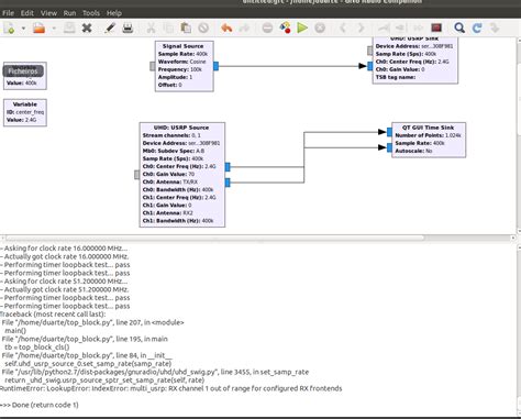 Channel Error On USRP B R GNURadio