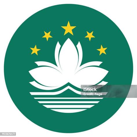 마카오 국기 플래그 아이콘입니다 표준 색상 둥근 깃발 컴퓨터 일러스트레이션 디지털 일러스트레이션 벡터 일러스트 레이 션입니다 0명에 대한 스톡 벡터 아트 및 기타 이미지