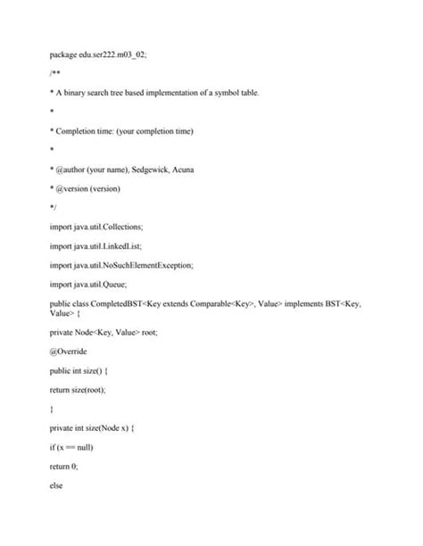 Package Edu Ser222 M0302 A Binary Search Tree Based Implemedocx