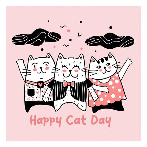 Premium Vector Happy Cat Day Illustration