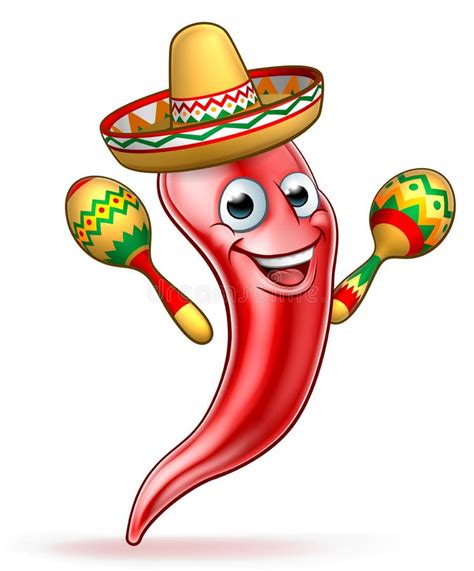Mexican Cartoon Red Chilli Pepper Mascot Stock Vector Illustration Of